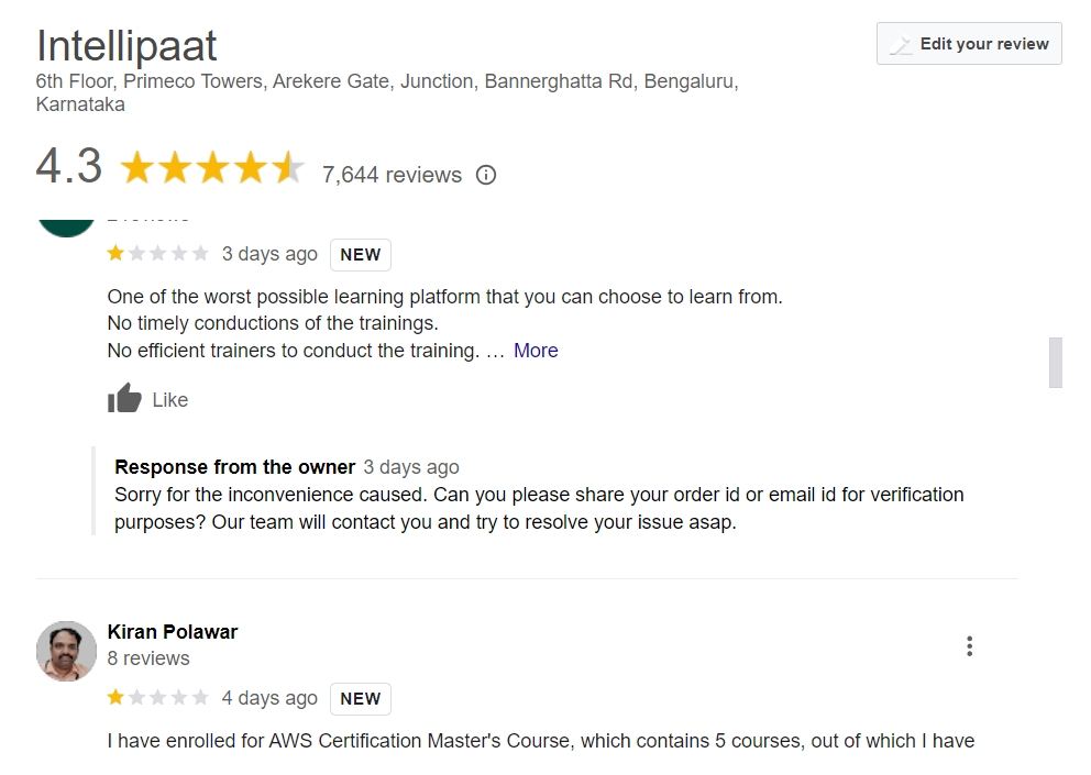 Intellipaat Reviews - 1,659 Reviews of Intellipaat.com | Sitejabber
