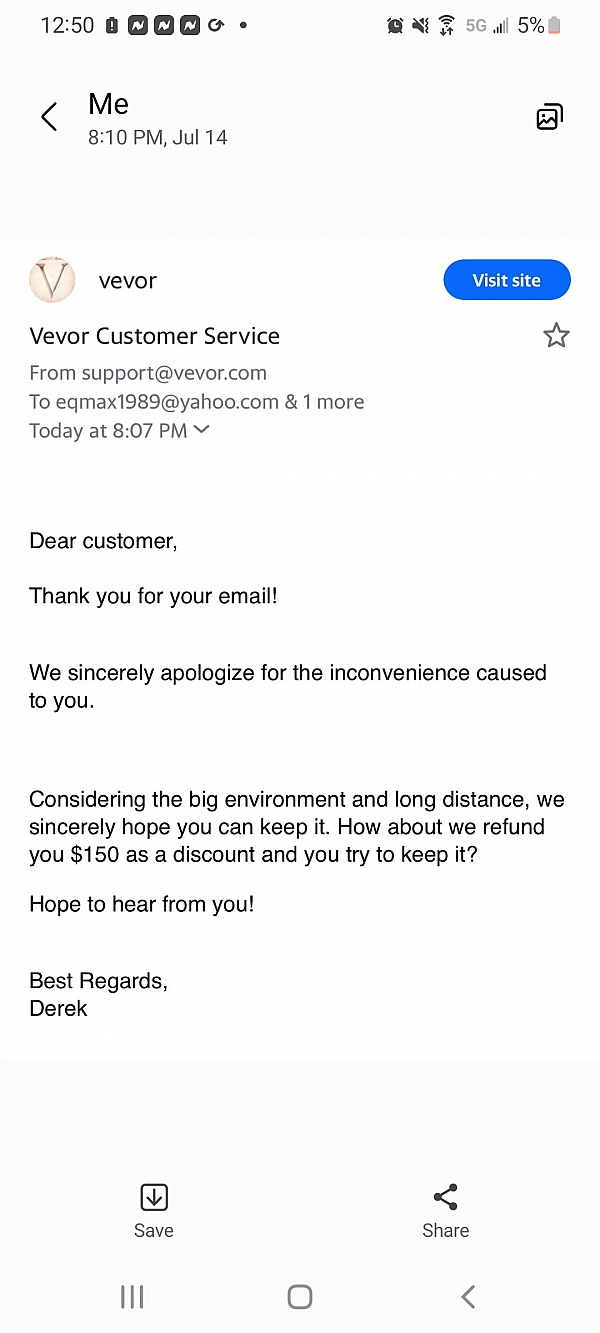 Vevor Reviews - 142 Reviews of Vevor.com | Sitejabber