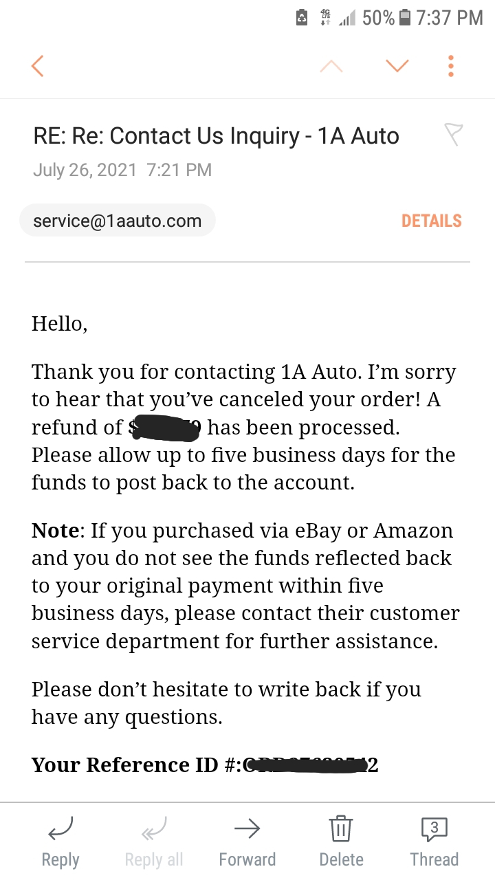 1A Auto Reviews - 445 Reviews of 1aauto.com | Sitejabber