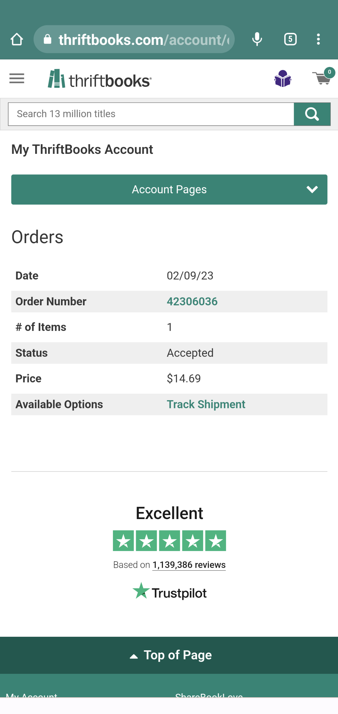 ThriftBooks Reviews - 316 Reviews of Thriftbooks.com | Sitejabber