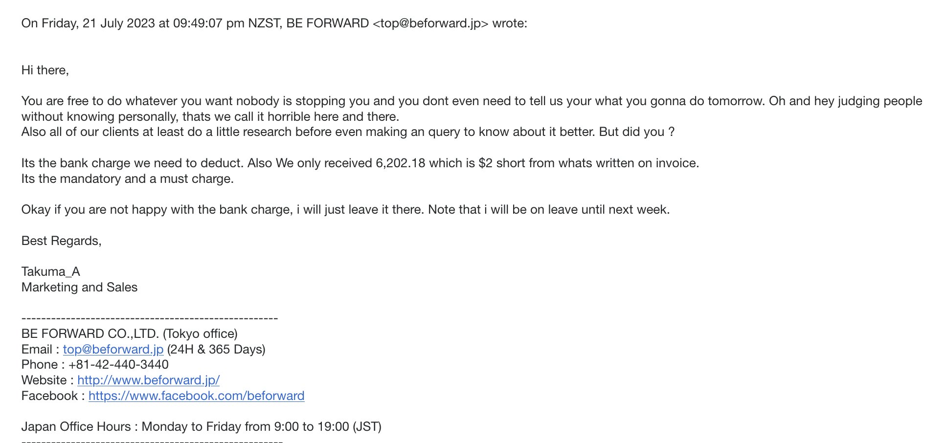 BE FORWARD Reviews - 10 Reviews of Beforward.jp | Sitejabber