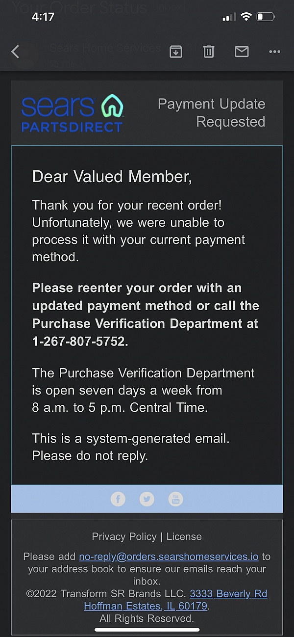 Sears PartsDirect Reviews - 305 Reviews of Searspartsdirect.com ...