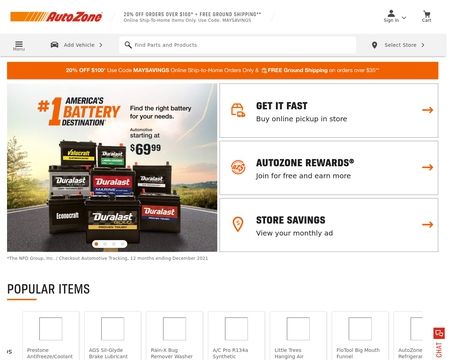 AutoZone Reviews - 307 Reviews of Autozone.com | Sitejabber